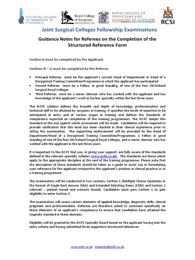 JSCFE Guidance Notes For Referees - Generic | PDF | Specialty (Medicine ... JSCFE Guidance Notes For Referees - Generic | PDF | Specialty (Medicine ...