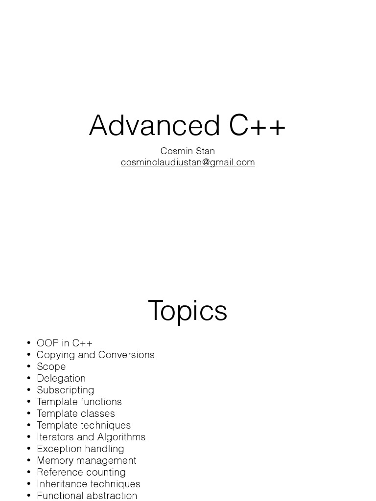 Advanced C++ PDF | PDF | C++ | Constructor (Object Oriented Programming)