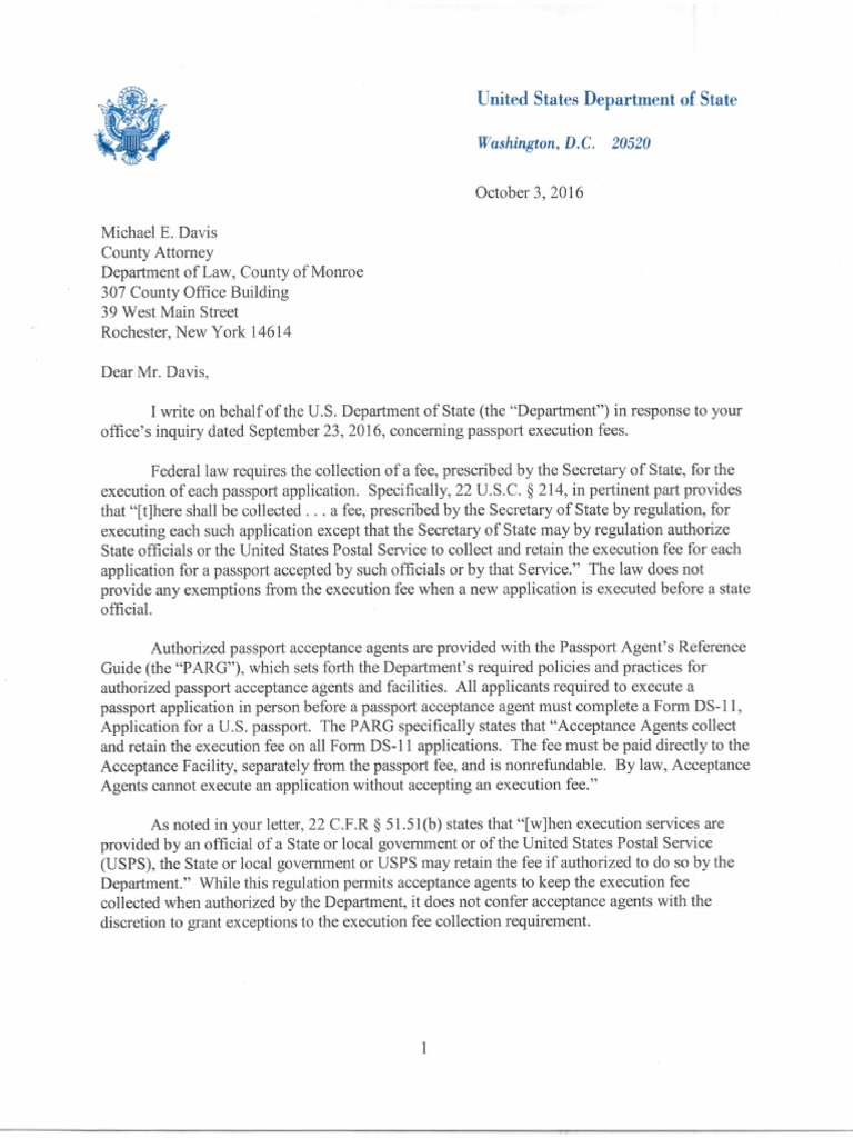 USDOS Fee Waiver Response | PDF | United States Department Of State ...