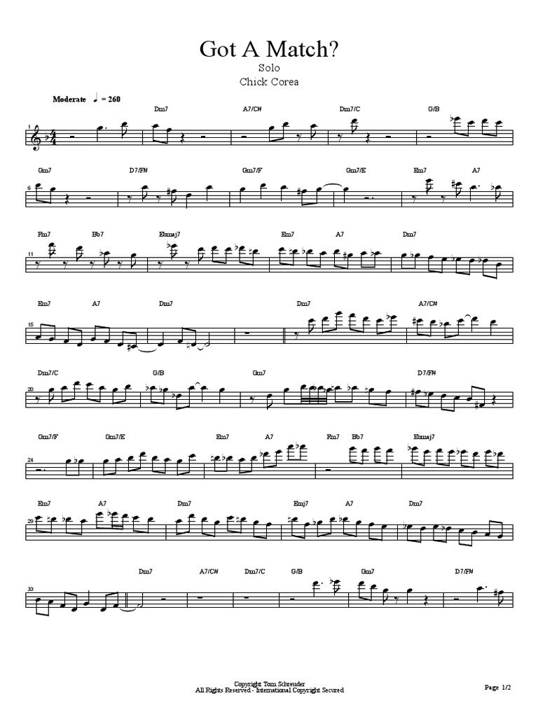 Chick Corea - Got A Match Solo PDF | PDF