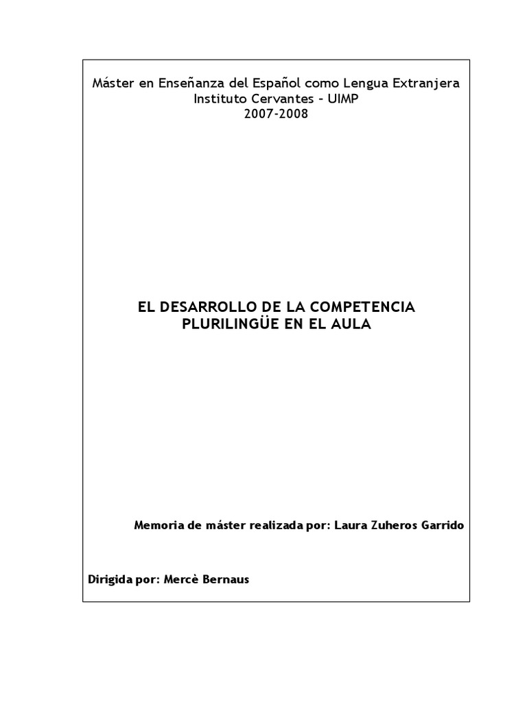 Desarrollo Competencia Plurilingüe | PDF | Multilingüismo | Aquisición ...