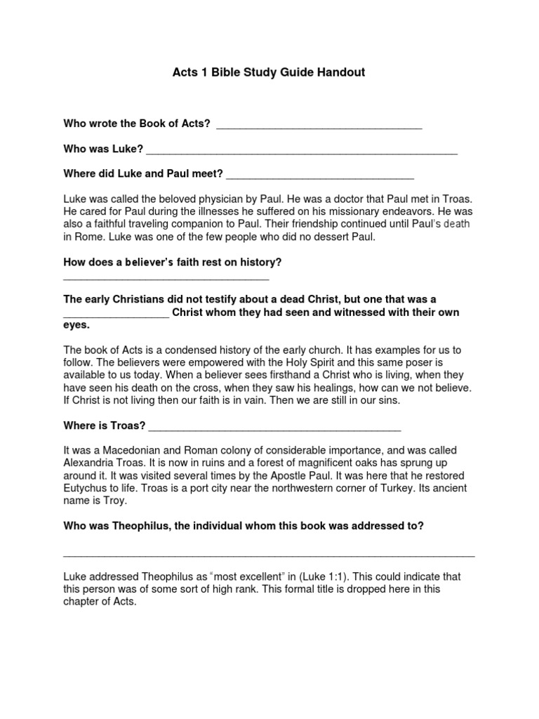 Acts 1 Bible Study | PDF | Acts Of The Apostles | Paul The Apostle