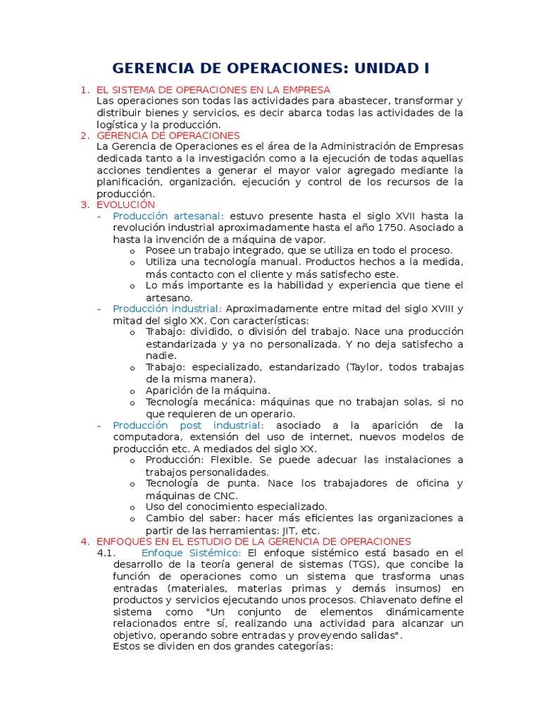 Gerencia de Operaciones | PDF | Planificación | Calidad (comercial)