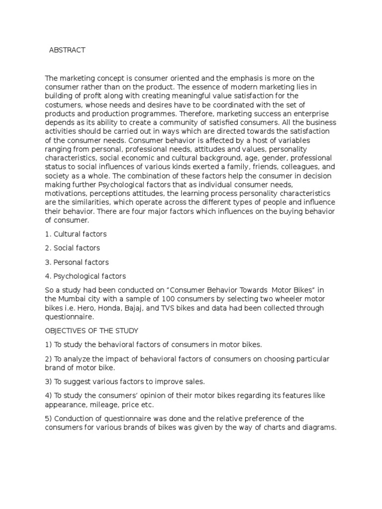 Abstract | PDF | Consumer Behaviour | Behavior