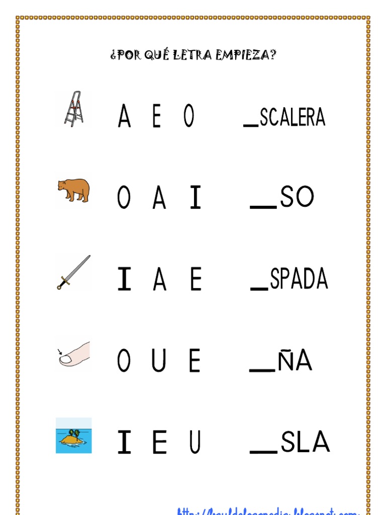 Conciencia Fonológica - Empieza Por Vocal | PDF