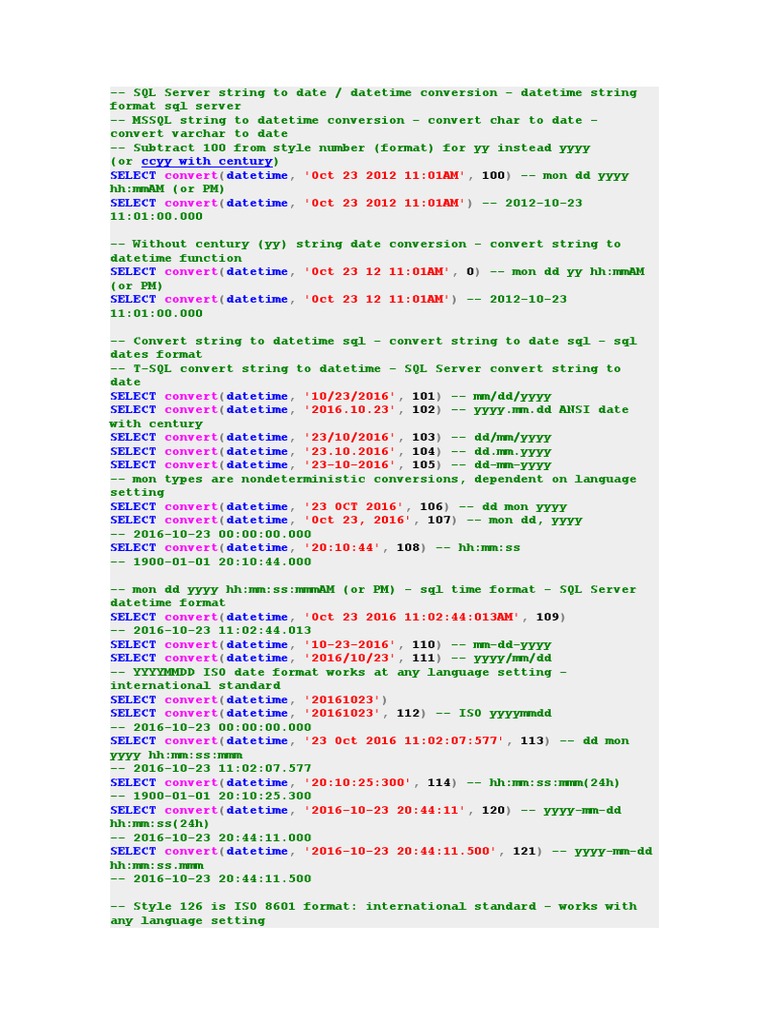 SQL Server String To Date | PDF | Sql | Software Engineering