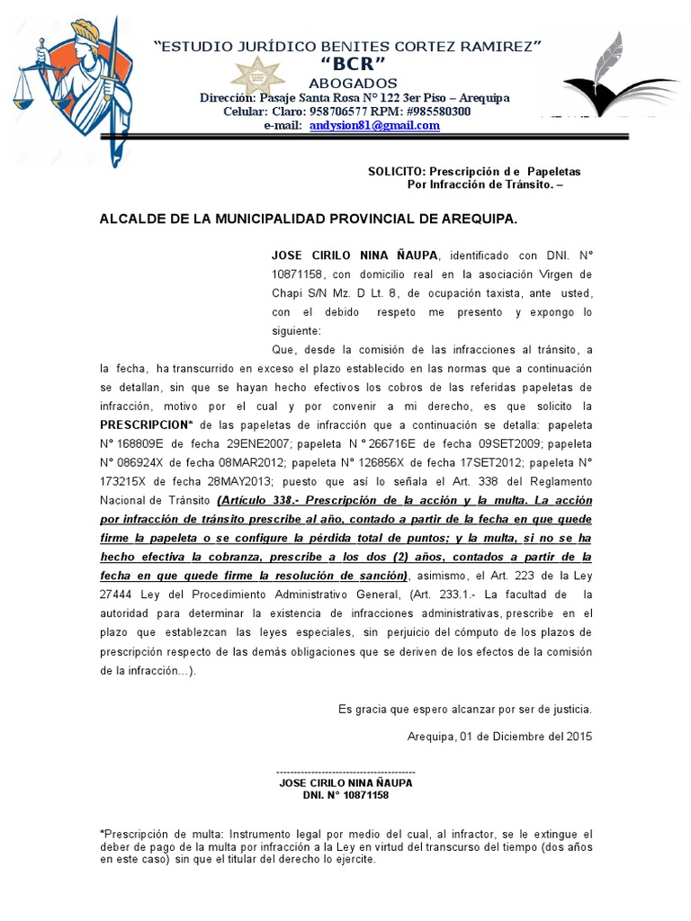 Solicitud de Prescripcion de Papeletas | PDF