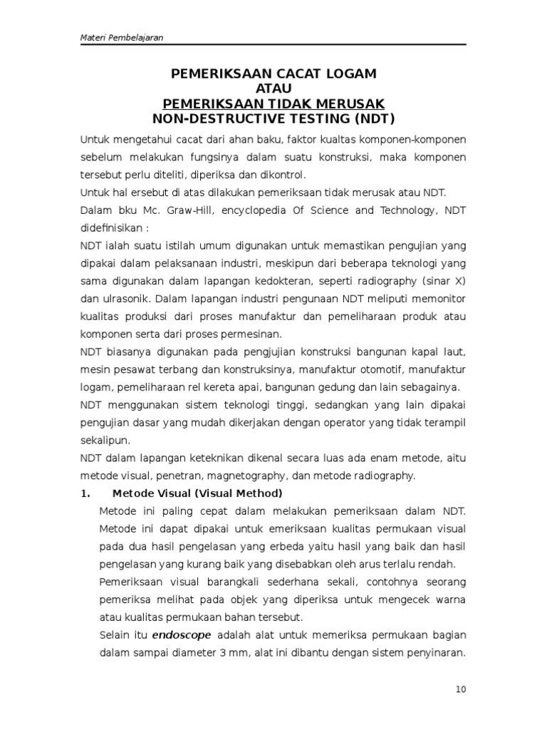 Pemeriksaan Cacat Logam (NDT) | PDF