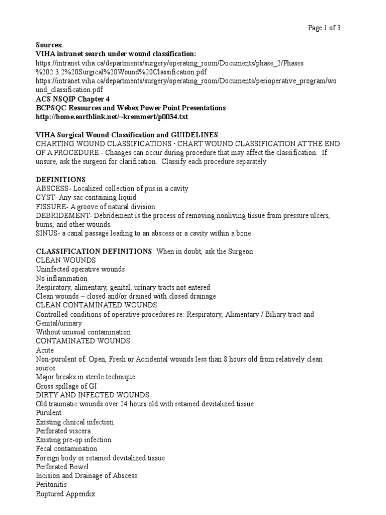 Surgical Wound Classification Guidelines | PDF | Wound | Surgery