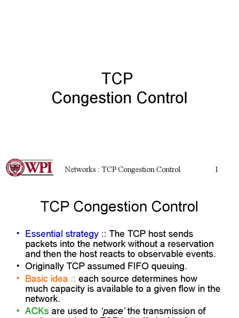 TCP Congestion Control | PDF | Network Congestion | Transmission ...