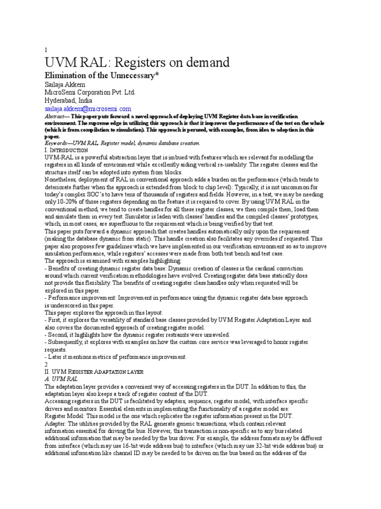 UVM Registers On Demand | PDF | Databases | Simulation