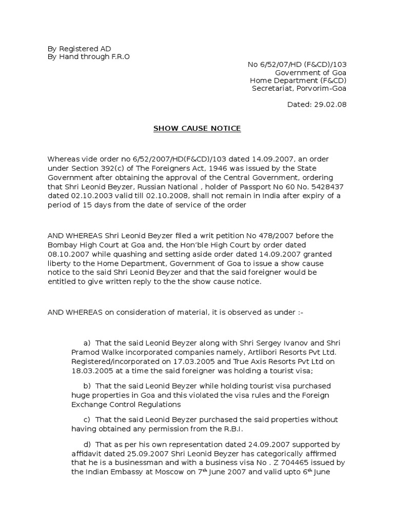 Show Cause Notice | PDF