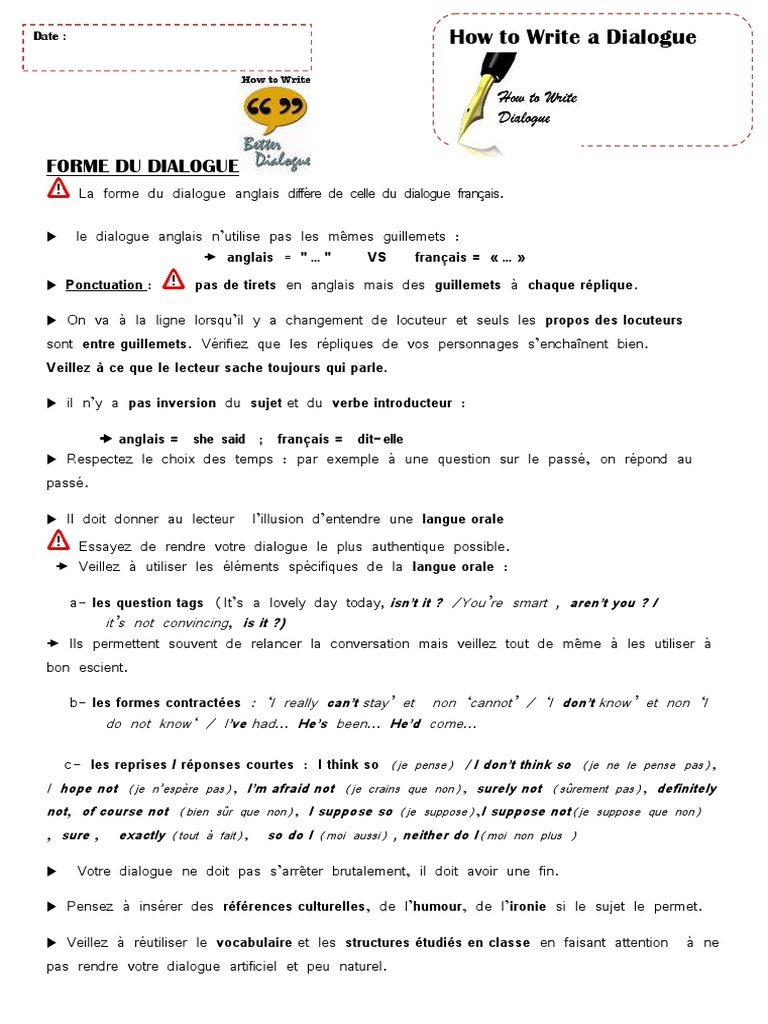 How To Write A Dialogue | PDF | Guillemet | Sémiotique