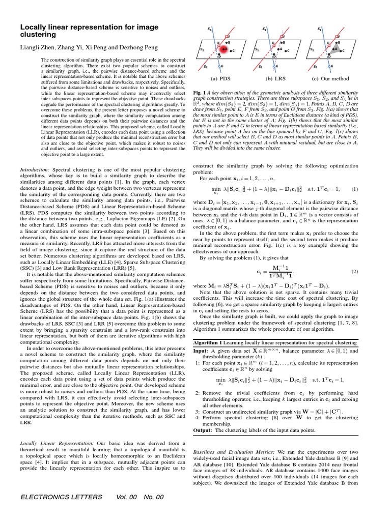 Locally Linear Representation For Image Clustering: Liangli Zhen, Zhang Yi, Xi Peng and Dezhong ...