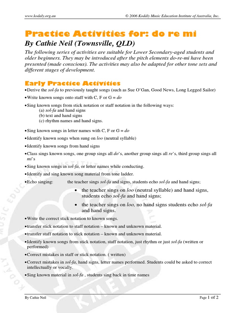 Kodaly Activities - DoReMi | PDF | Musical Notation | Music Education