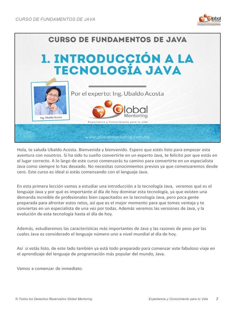CFJ A Leccion 01 Introduccion Java | PDF | máquina virtual de Java | Java (lenguaje de programación)