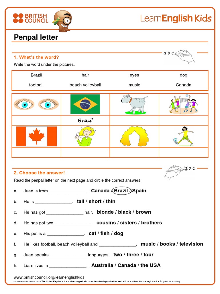 Writing Practice Penpal Letter Worksheet | PDF