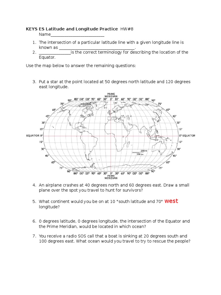 Keys Es Latitude and Longitude Practice | PDF