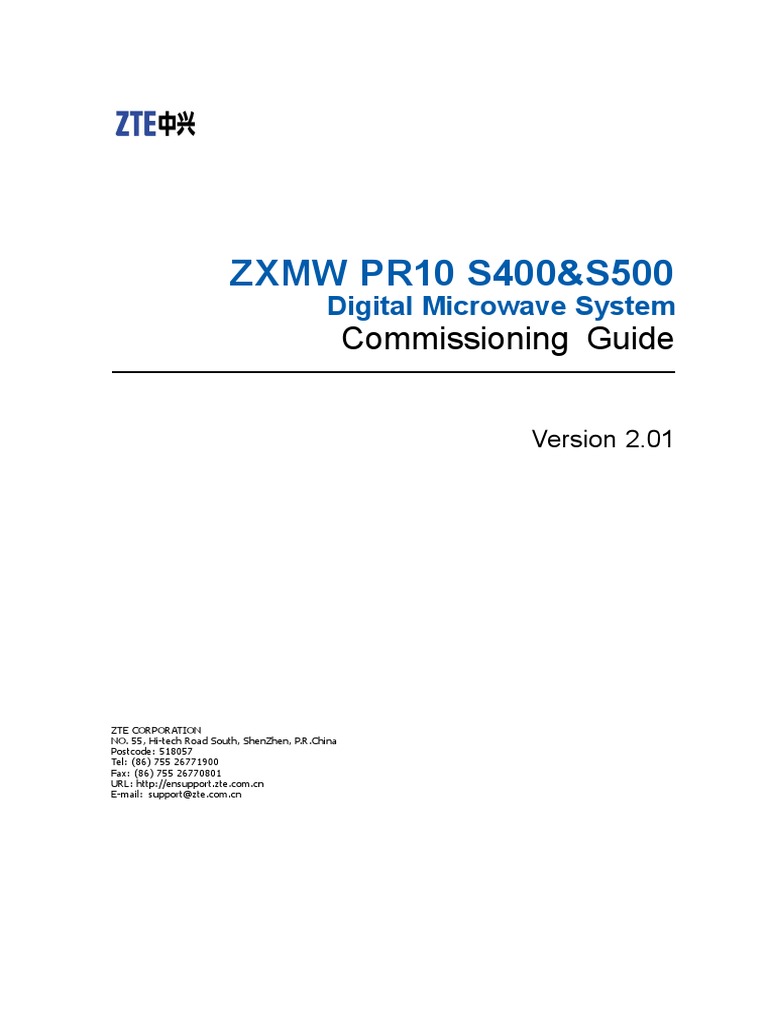 ZXMW PR10 S400&S500 (V2.01) Digital Microwave System Commissioning ...