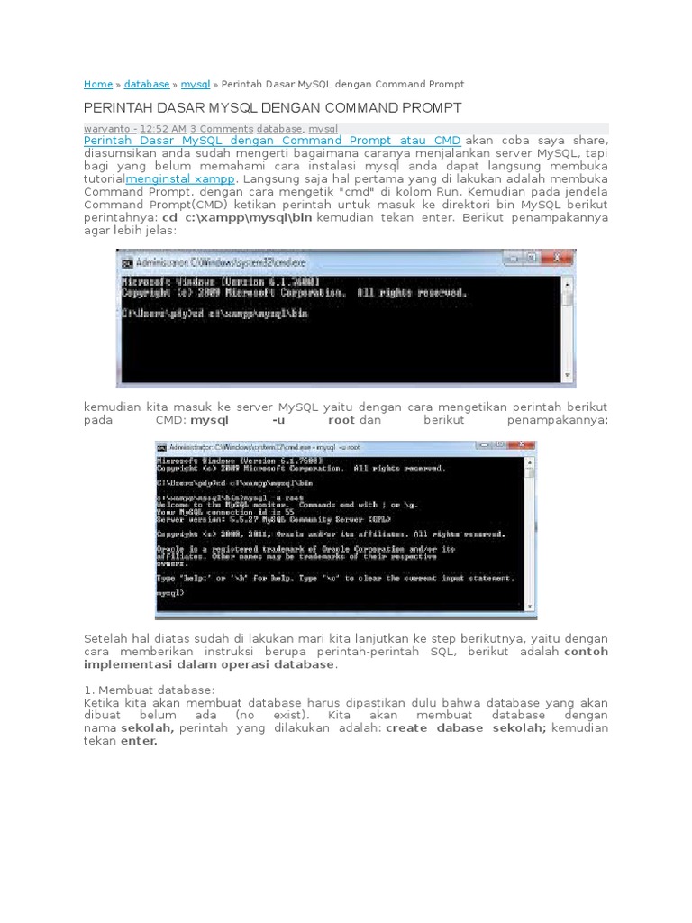 Buat Tabel SQL Dengan CMD | PDF