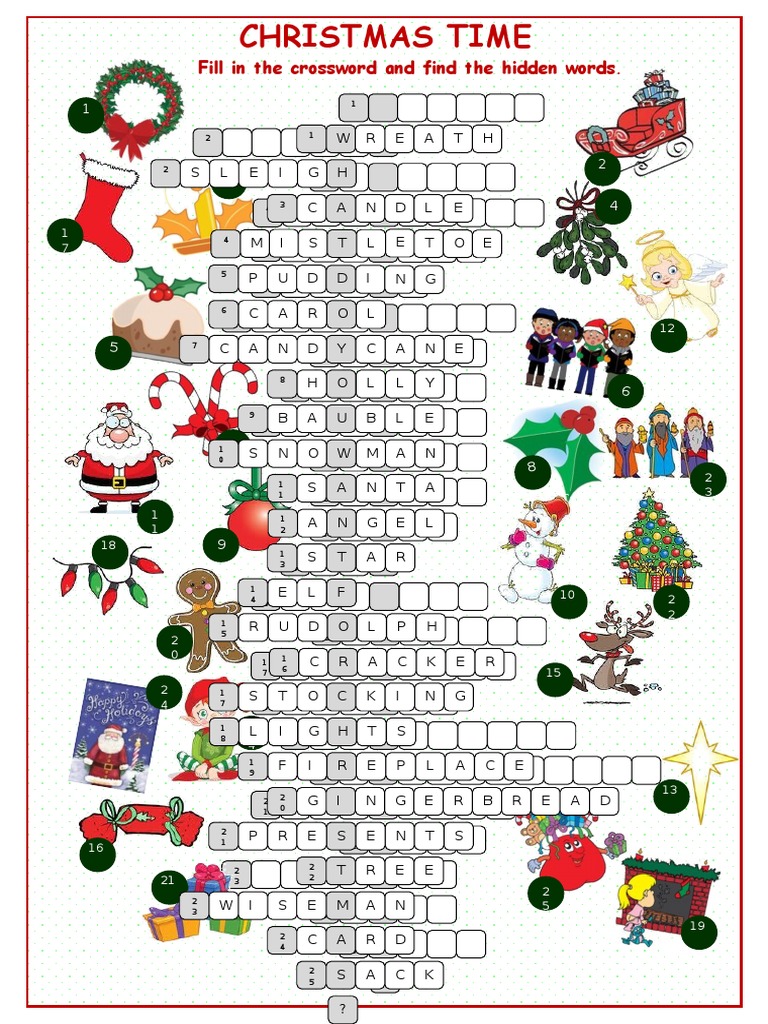 Christmas Crossword Puzzle Activity | PDF