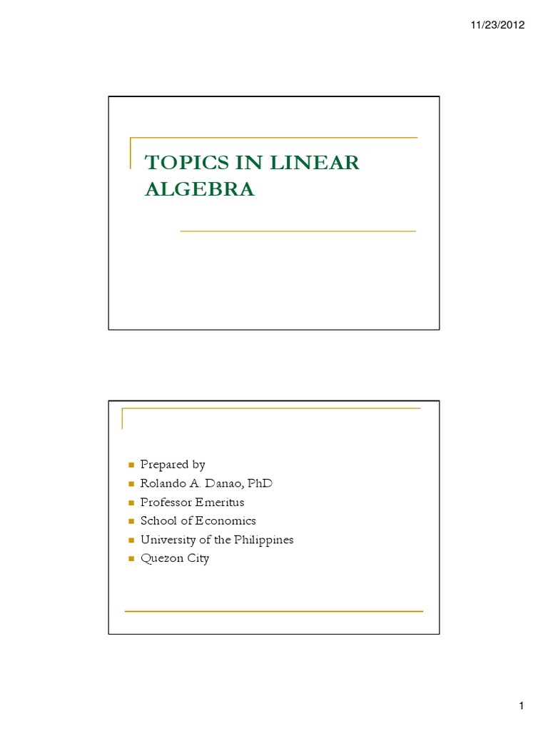 1 Topics in Linear Algebra | PDF | Determinant | Matrix (Mathematics)