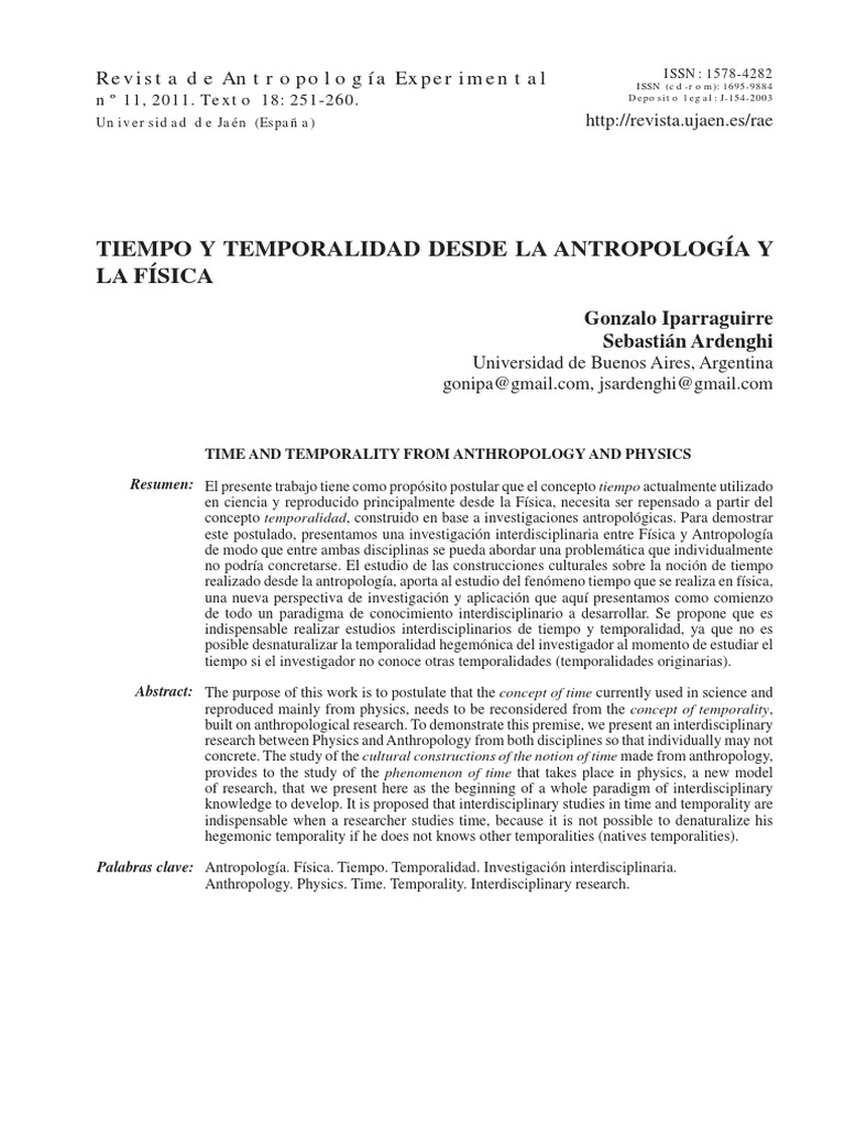 Tiempo y Temporalidad Desde La Antropolo PDF | PDF | Espacio | Tiempo ...