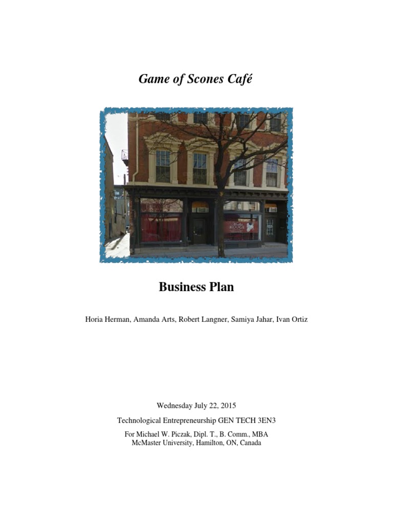 Game of Scones Cafe Business Plan | PDF | Video Games | Coffeehouse