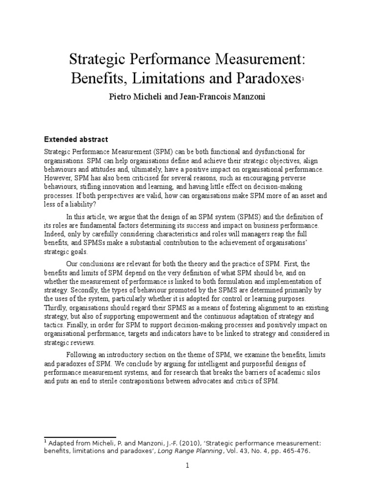 Strategic Performance Measurement | PDF | Strategic Management | Innovation