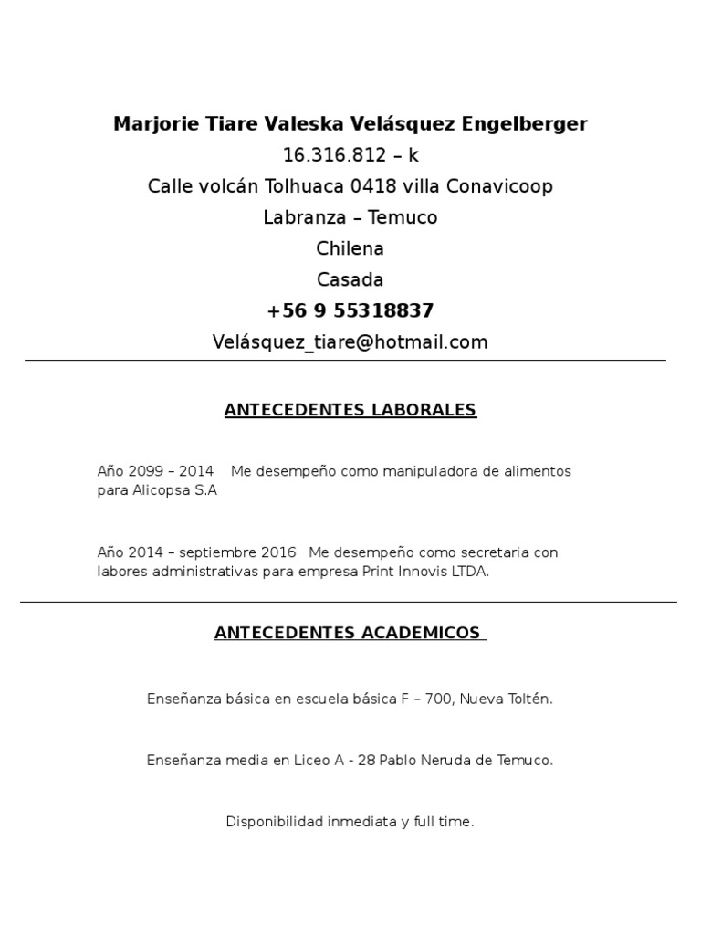 Curriculum Tiare 2016 | PDF