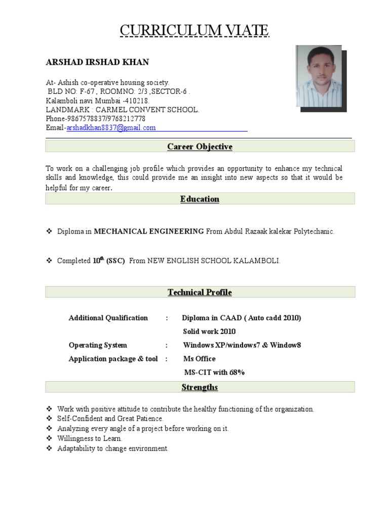 Curriculum Viate: Arshad Irshad Khan | PDF