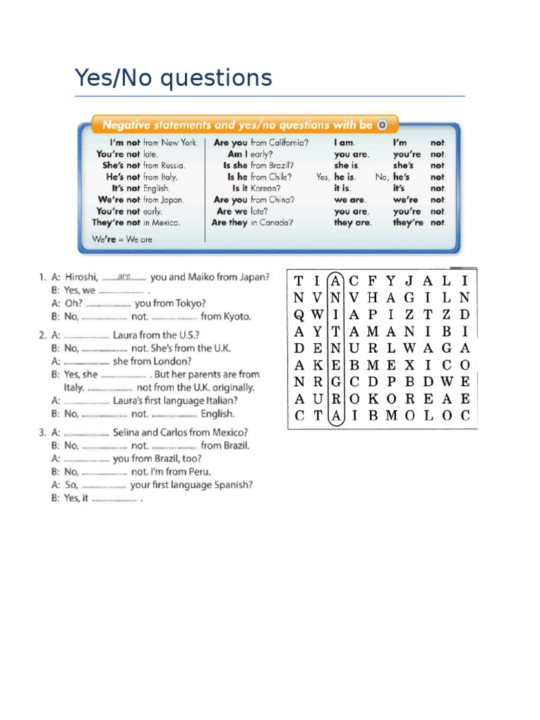 Yes/No Questions | PDF