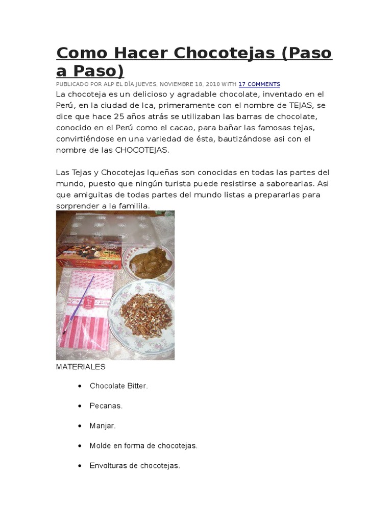 Como Hacer Chocotejas | PDF | Chocolate | Postres