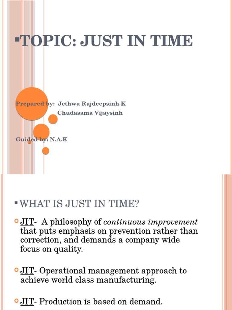 Just in Time | PDF | Operations Management | Business Process Management