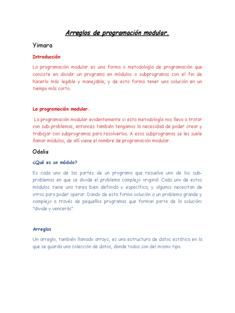 Arreglos de Programación Modular | PDF