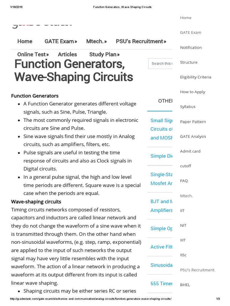 Function Generators, Wave-Shaping Circuits | PDF | Electronic Circuits ...