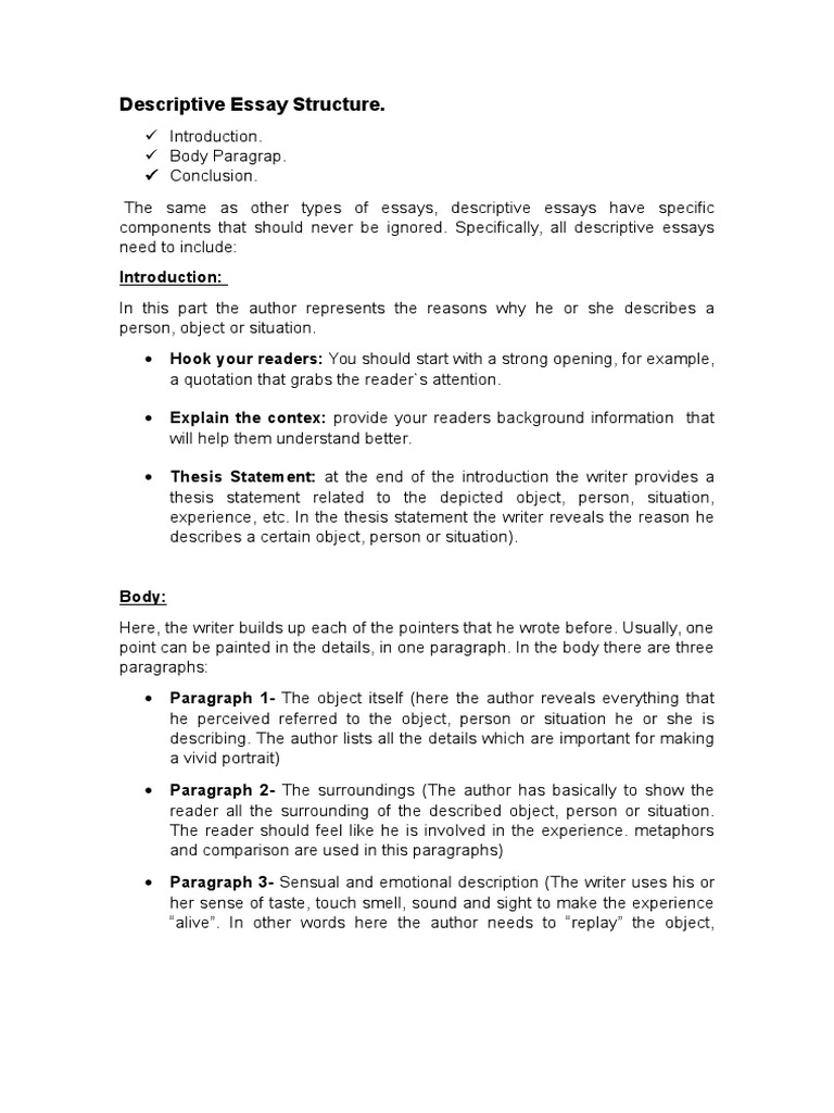 Descriptive Essay Structure | PDF