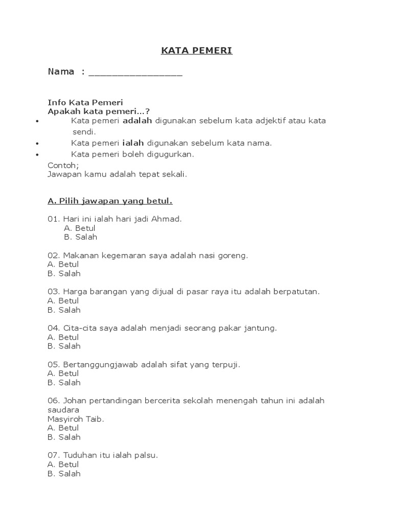 Latih Tubi Kata Pemeri | PDF