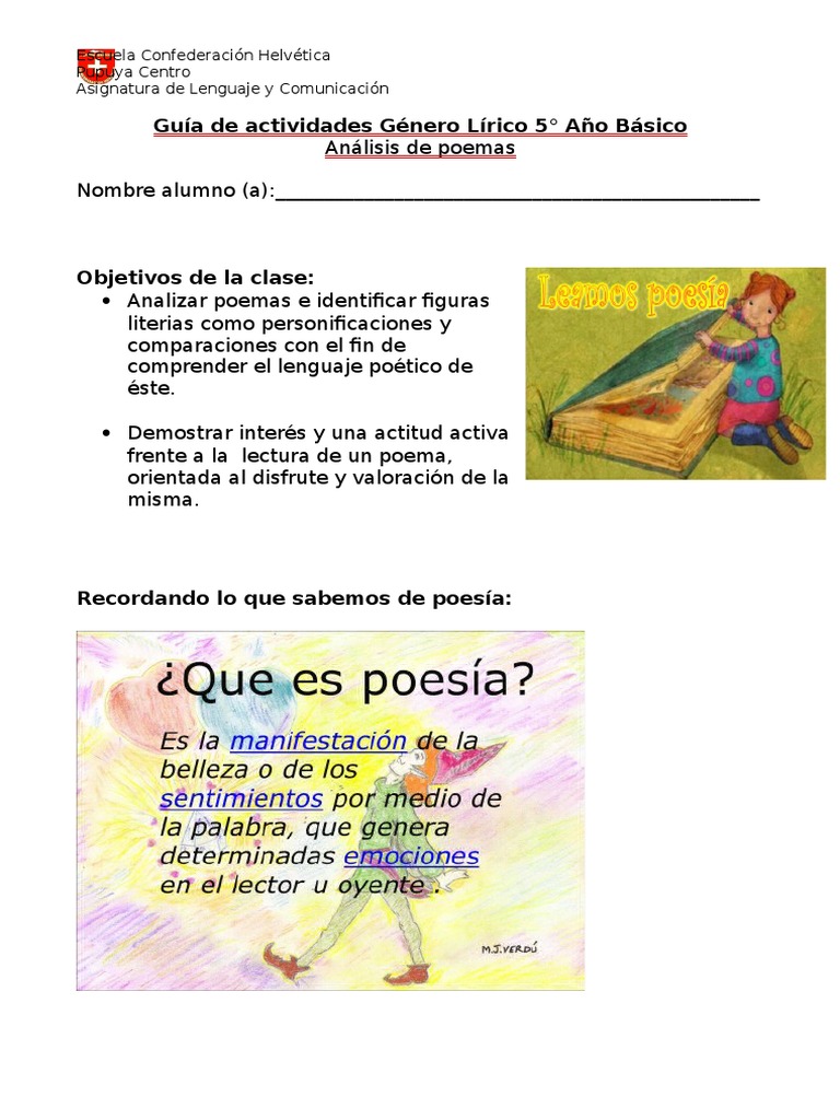 Guía de Actividades Análisis de Un Poema | PDF | Poesía