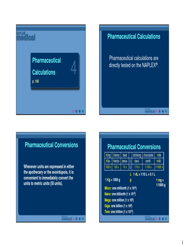 Pharm Calculations | PDF | Mass Concentration (Chemistry) | Standard ...
