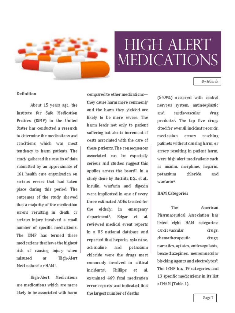 High-Alert Medications Overview | PDF | Pharmaceutical Drug | Patient