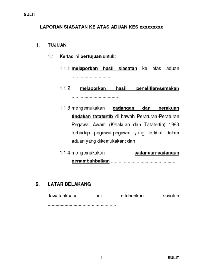 Laporan Jawatankuasa Siasatan | PDF