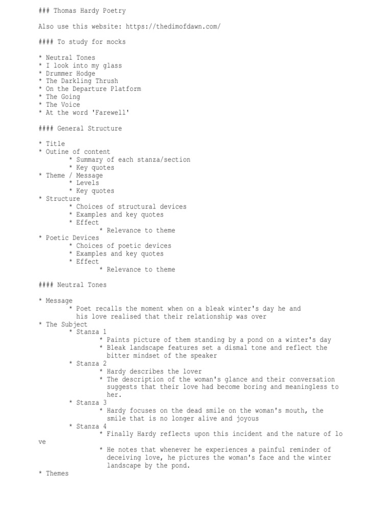 Thomas Hardy | PDF | Pessimism | Poetry