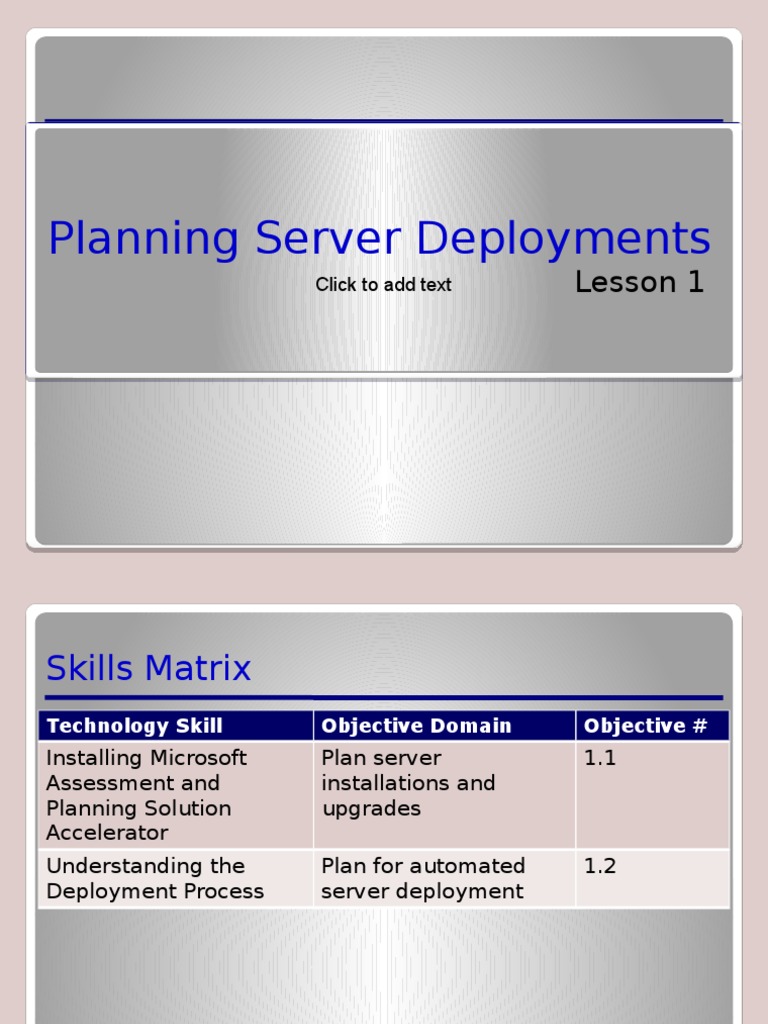 Planning Server Deployments: Lesson 1 | PDF | Windows Server 2008 ...