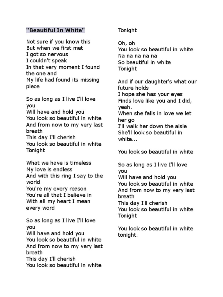 Beautiful in White | Song Structure | Leisure