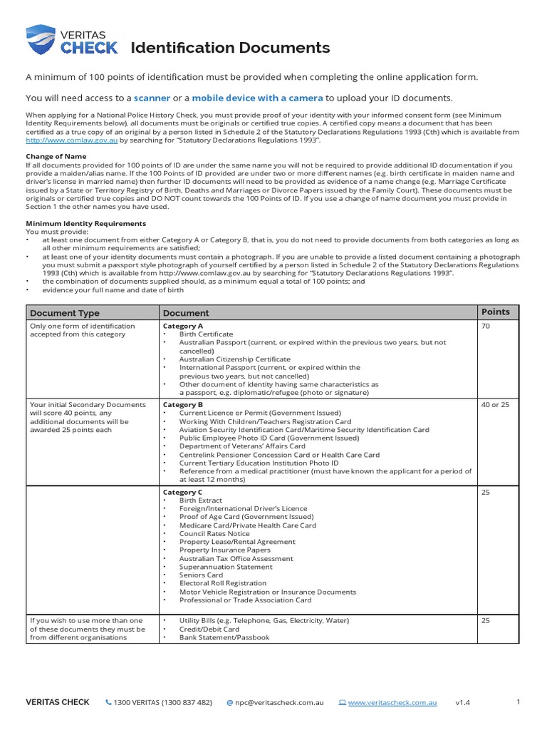 100 Points ID Verification Guide | PDF | Identity Document | Social ...