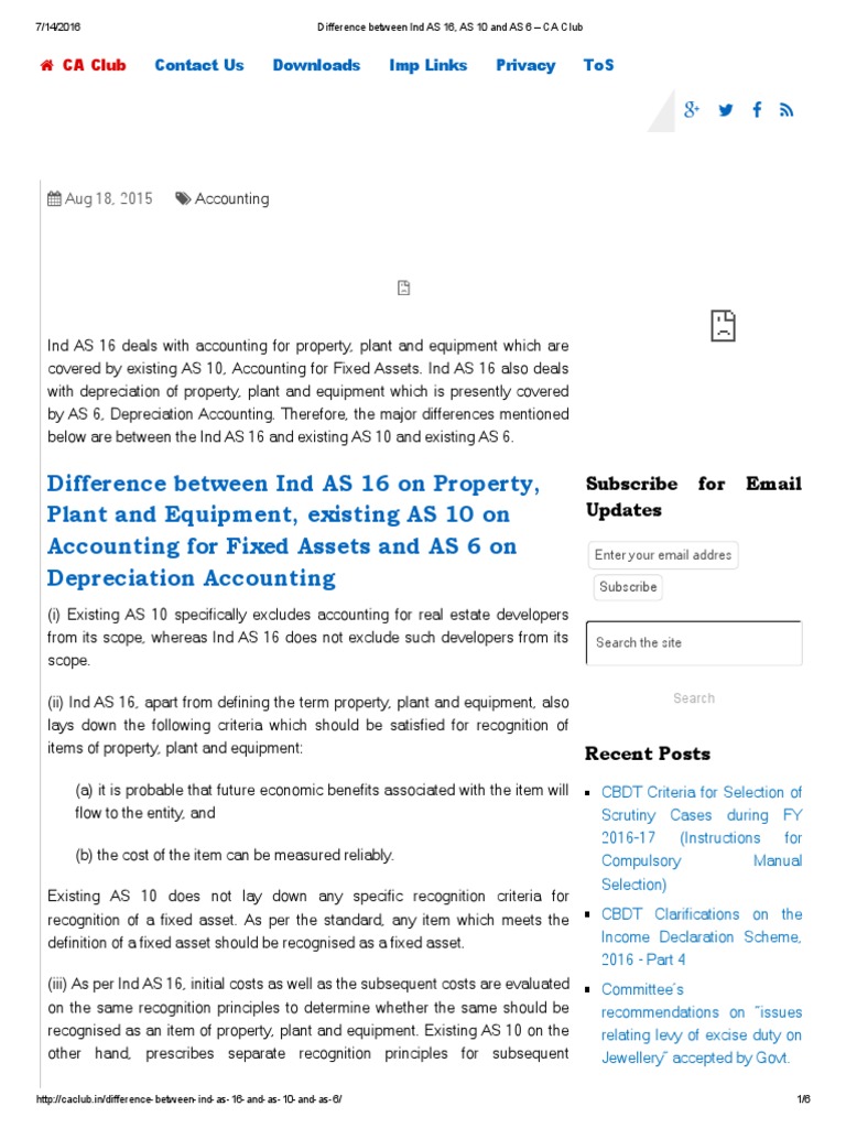 Difference Between Ind As 16, As 10 | PDF | Fixed Asset | Fair Value
