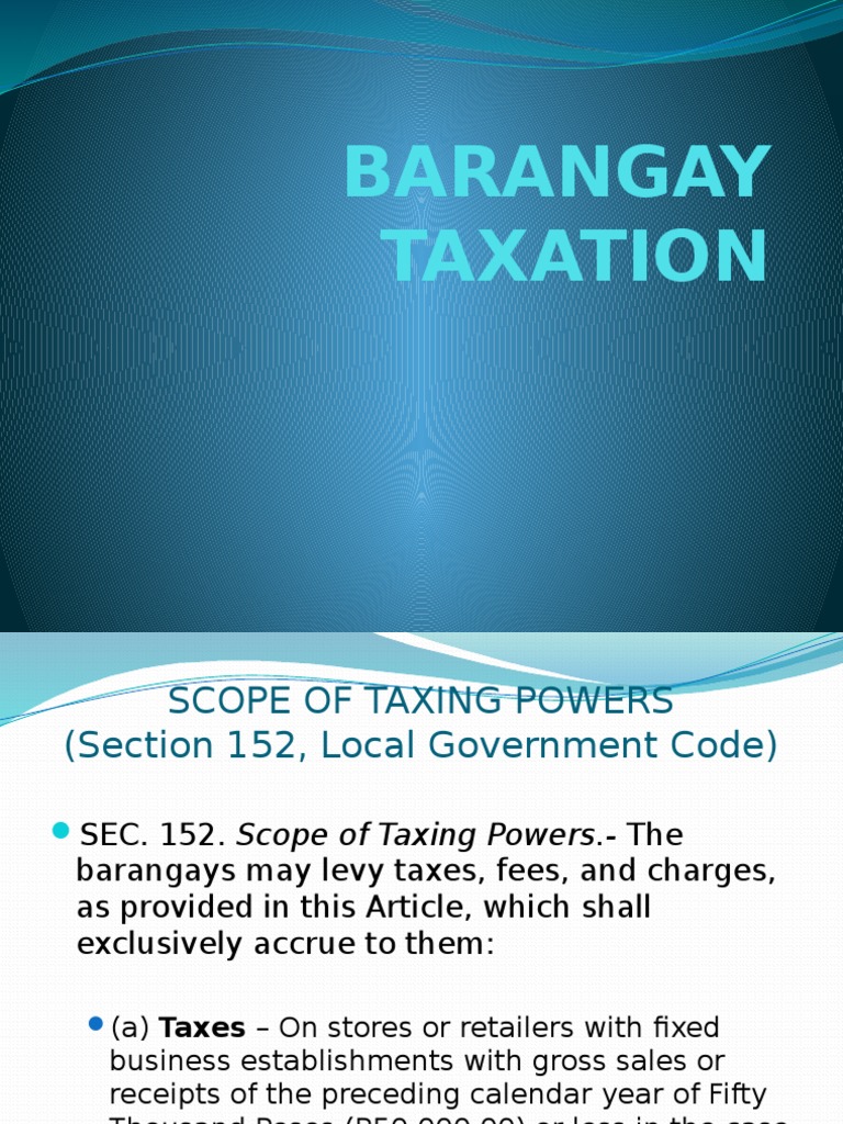 Barangay Tax Ordinance Overview | PDF | Internal Revenue Service | Taxes