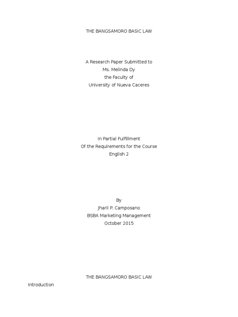 The Bangsamoro Basic Law | PDF | Government | Social Institutions