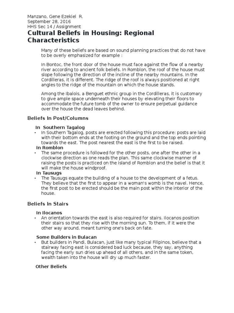 Cultural Housing Beliefs and Practices | PDF | Stairs